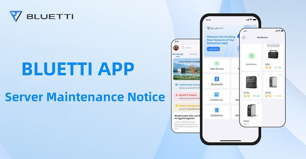 🔧 BLUETTI APP Server Maintenance Notice - Announcements - BLUETTI Community